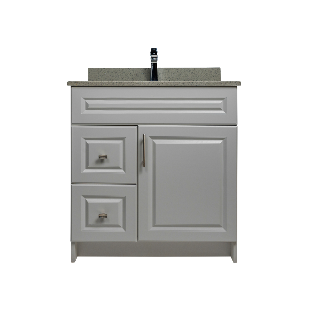30" MDF - Left Side Draw - Light Grey - Raised Panel Doors — RTI Vanities