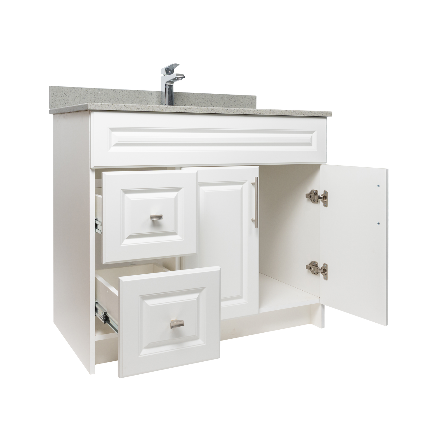 36" MDF - Left Side Draw - White - Raised Panel Doors — RTI Vanities
