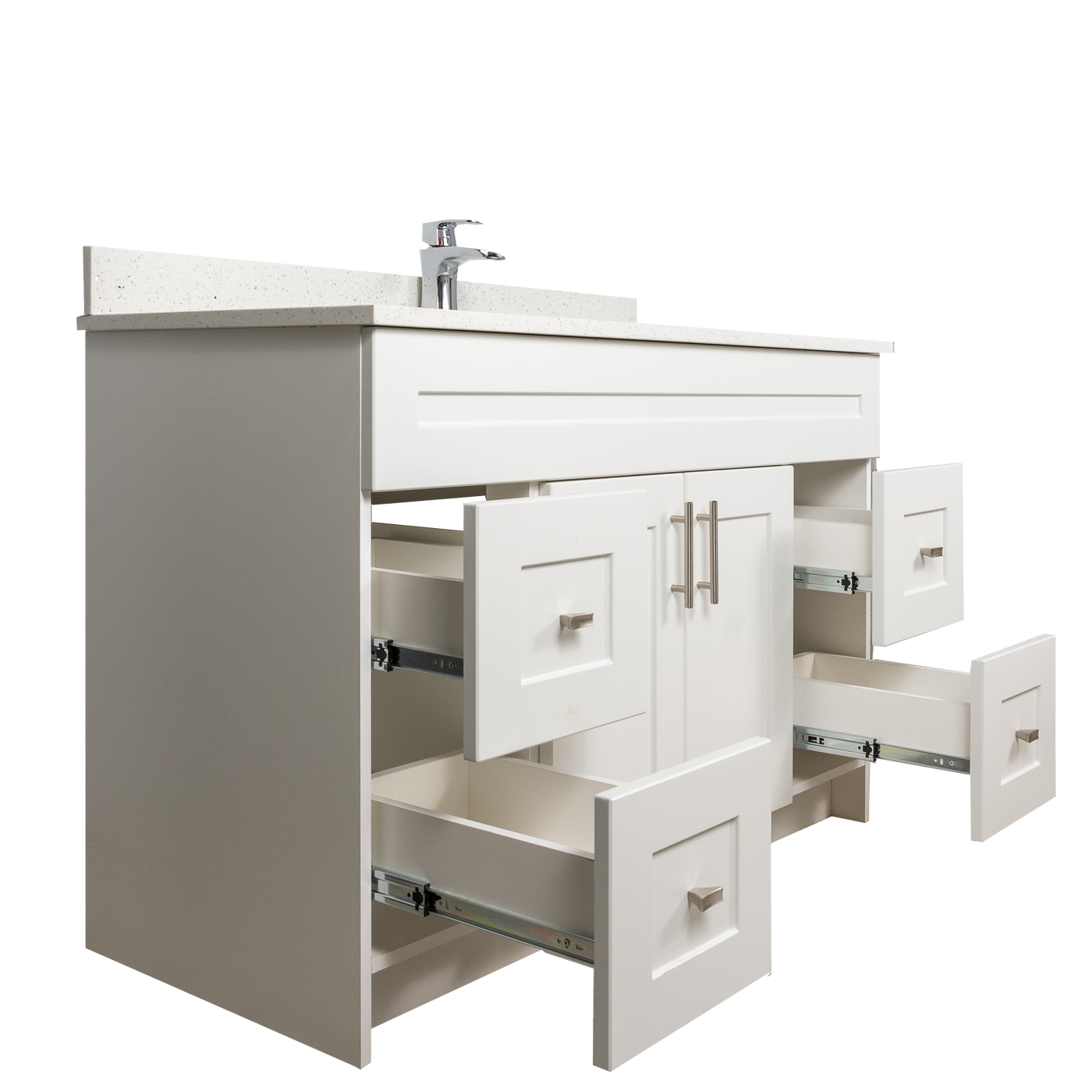 48" MDF - Both Side Draw - White - Shaker Doors - Softclose Hardware ...