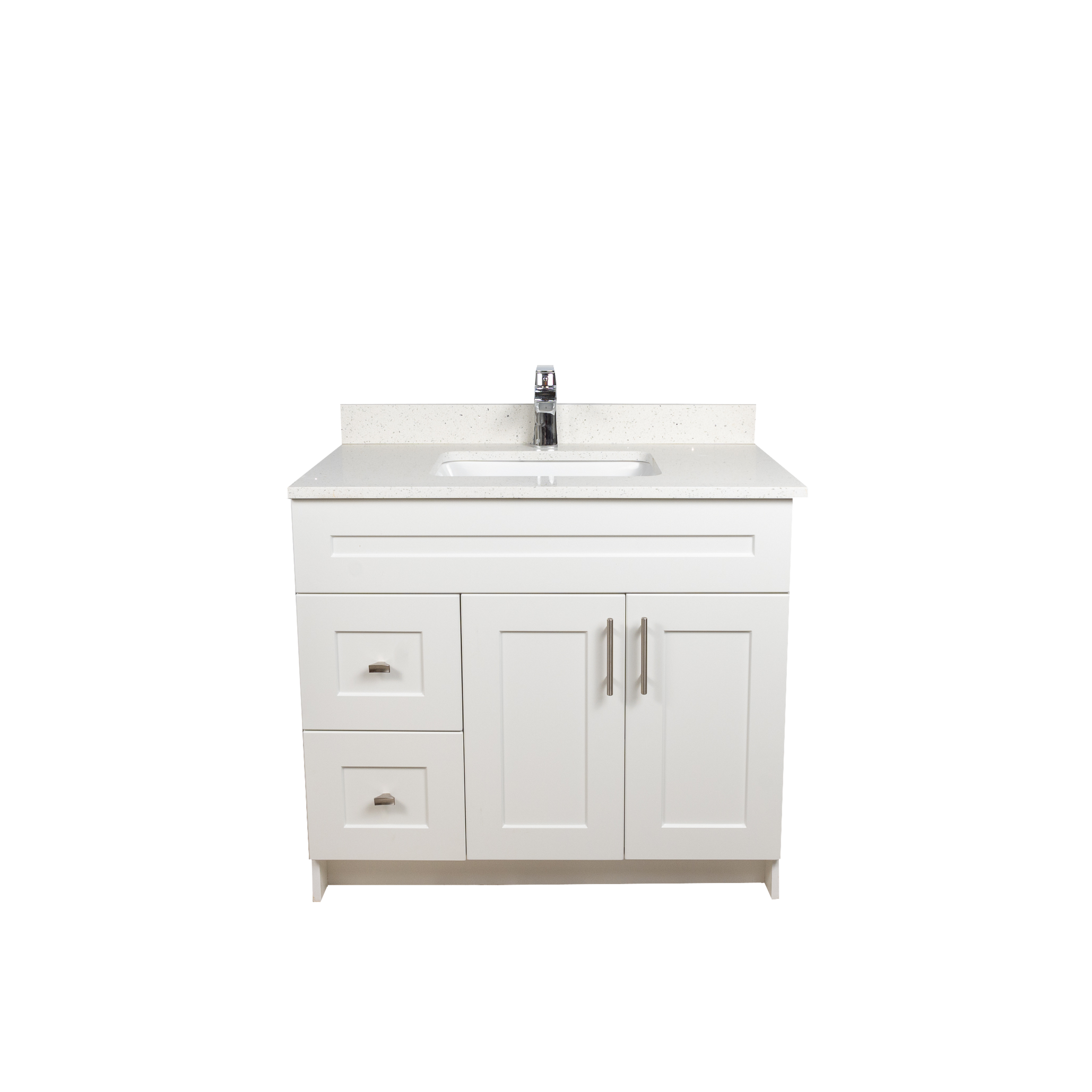 36" MDF - Left Side Draw - White - Shaker Doors - Softclose Hardware ...