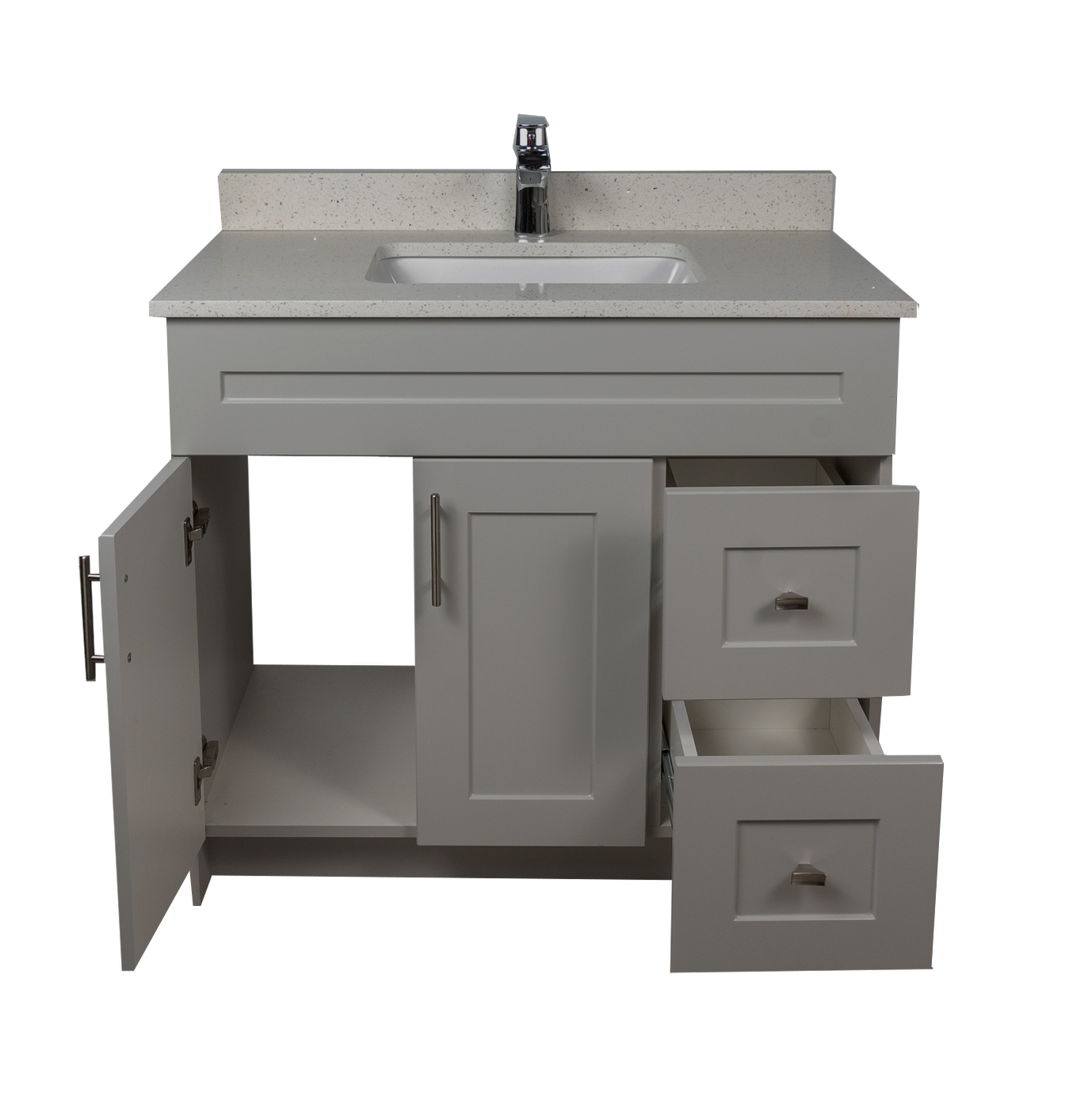 36" MDF - Right Side Draw - Light Grey - Shaker Doors - Softclose Hard ...