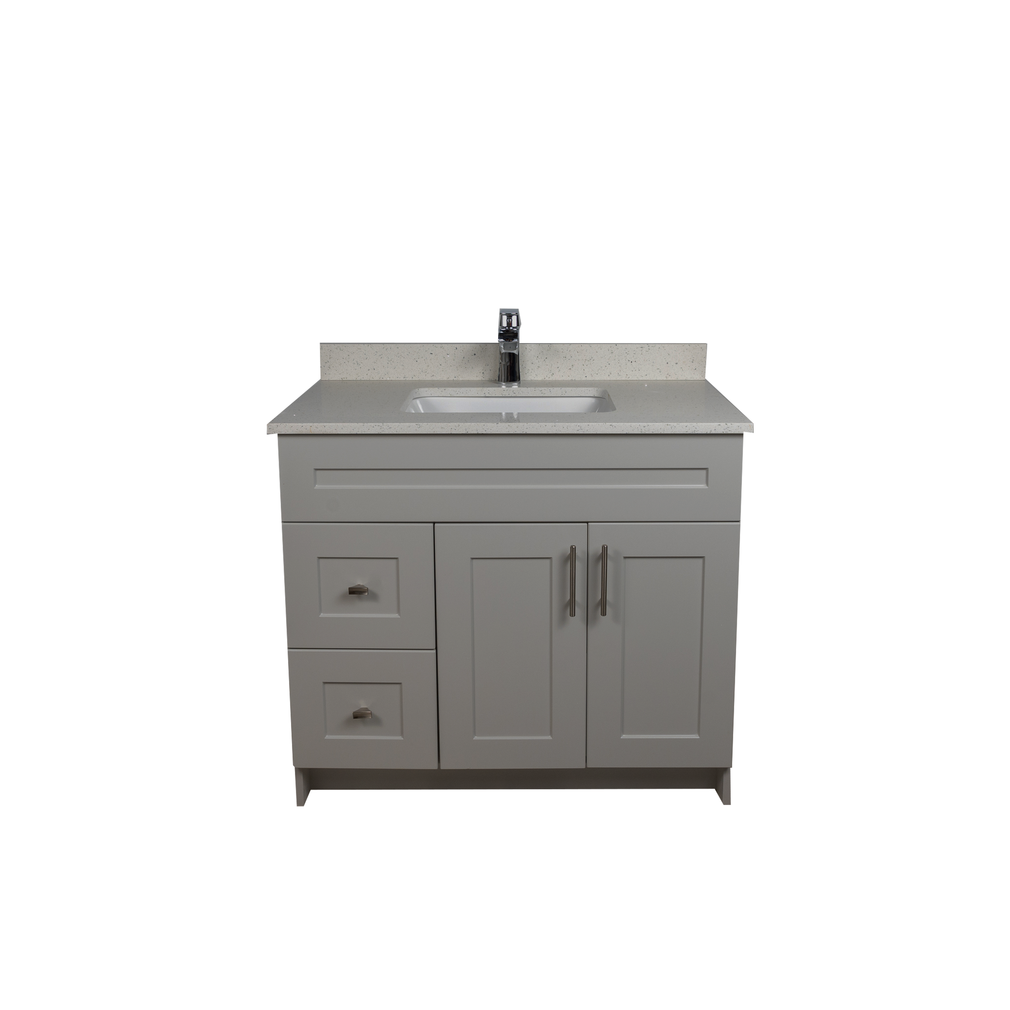 36" MDF - Left Side Draw - Light Grey - Shaker Doors - Softclose Hardw ...